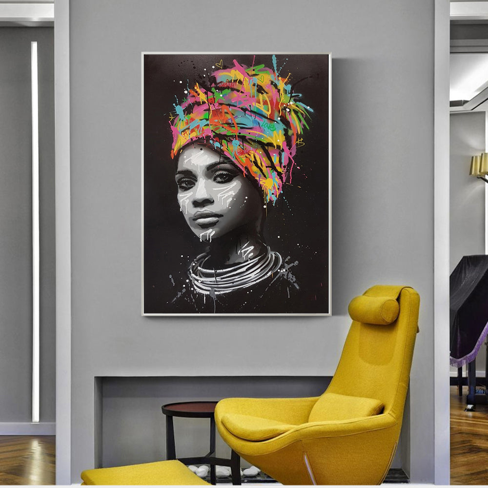African Queen In Multi-Colored Head Wrap I (Canvas - Unframed) – Ethnic ...