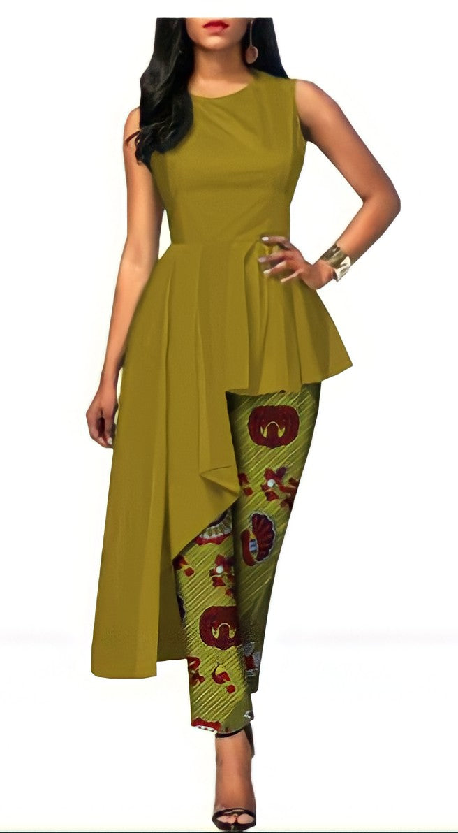 Pants Suit with Solid Top and Multi Color Pants – Ethnic Expressions